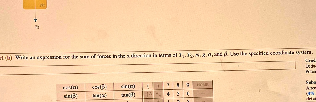 b write an expression for the sum of forces in the x direction in terms ...