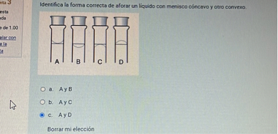 Identifica la forma correcta de aforar un liquido con menisco cóncavo y ...