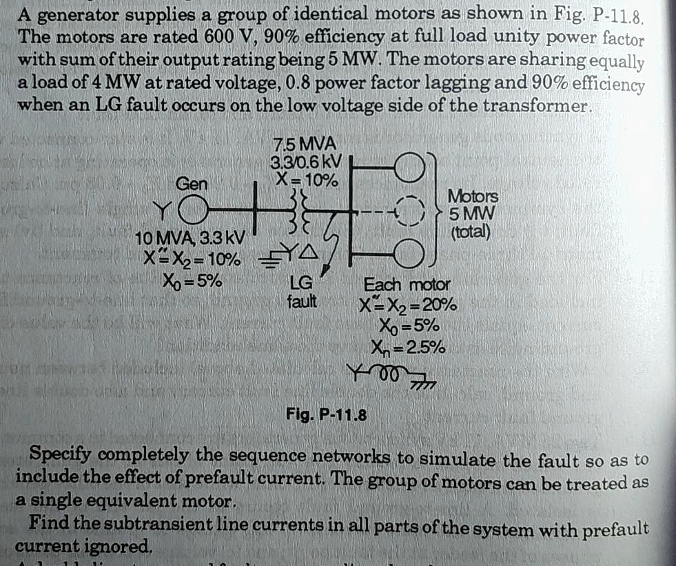 a generator supplies group of identical motors as shown in fig p 1l8 ...