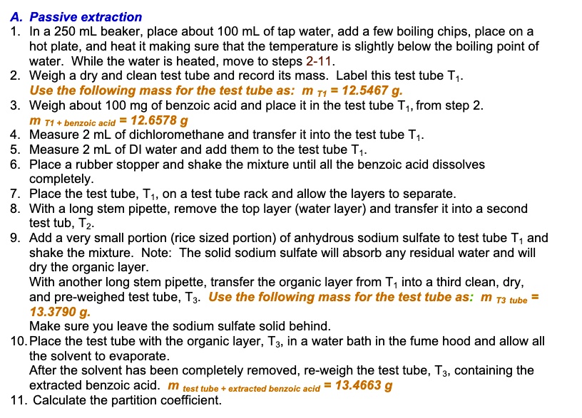 passive extraction in a 250 ml beaker place about 100 ml of tap water ...