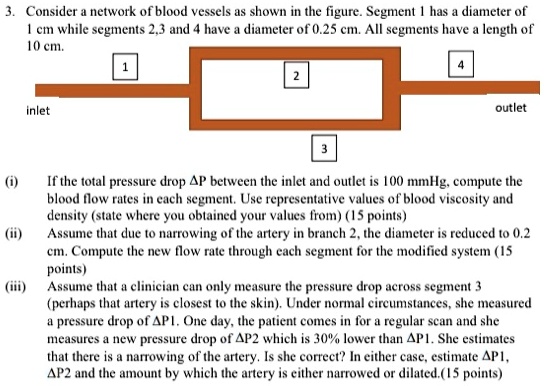 SOLVED: Consider a network of blood vessels as shown in the figure ...