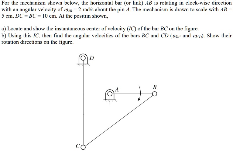 for the mechanism shown below the horizontal bar or link ab is rotating in clock wise direction ...