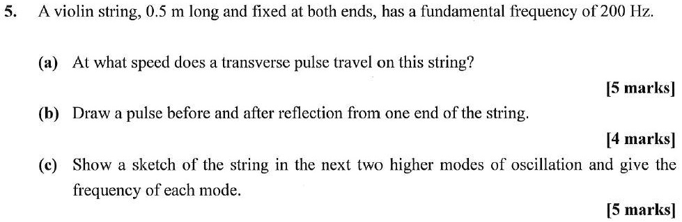 5 a violin string 05 m long and fixed at both ends has a fundamental ...