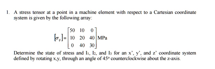 1. A stress tensor at a point in a machine element with respect to a ...