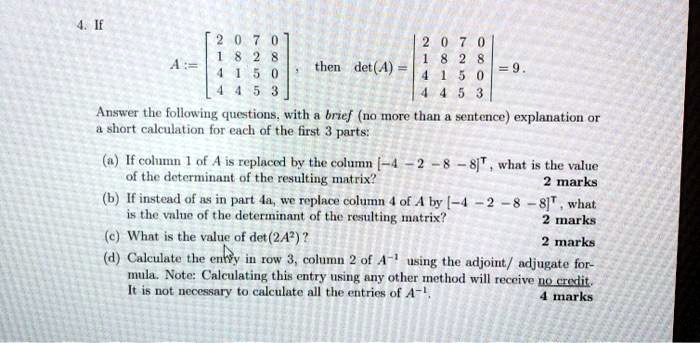 SOLVED:then det( A) Answer the followng questions With brief (no more ...