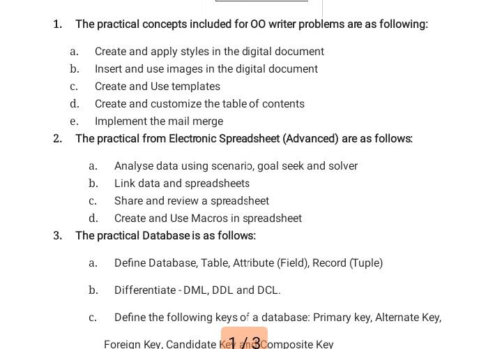 1. The practical concepts included for 00 writer problems are as following: a. Create and apply ...