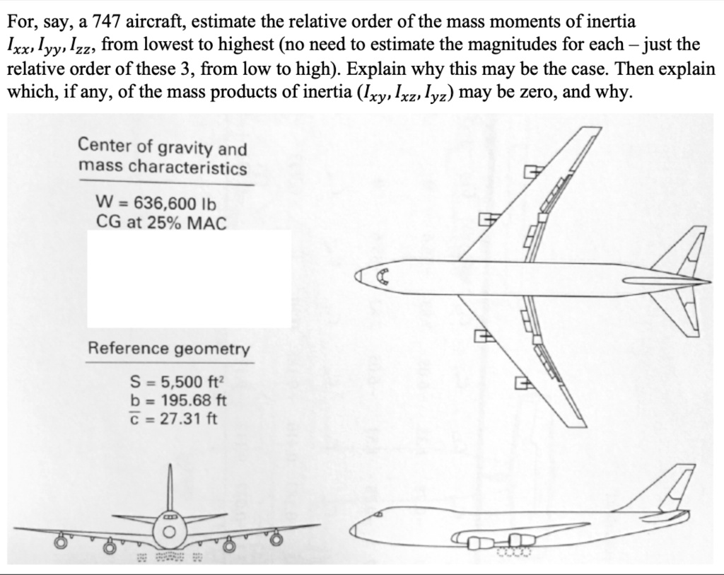 SOLVED: For, say, a 747 aircraft, estimate the relative order of the ...