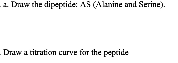 SOLVED: a. Draw the dipeptide: AS (Alanine and Serine). Draw a ...