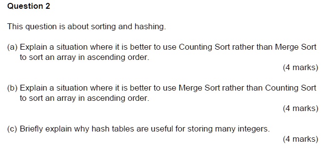 Solved Question 2 This Question Is About Sorting And Hashing A 9763
