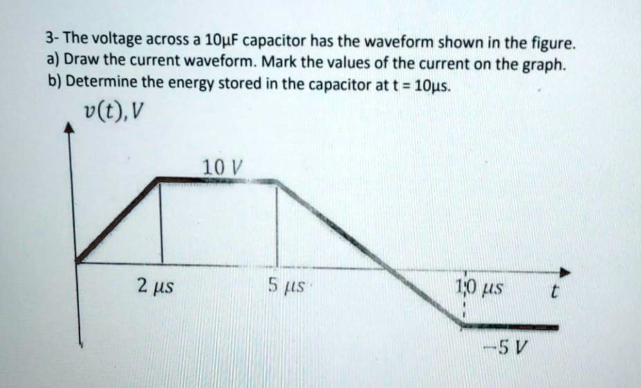SOLVED: 3-The voltage across a 10uF capacitor has the waveform shown in ...