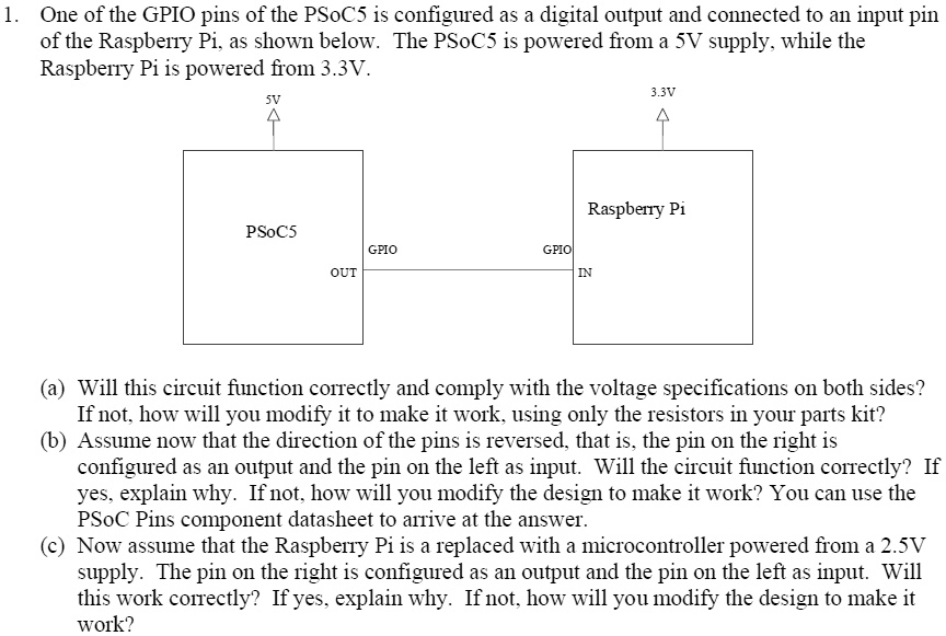Solved One Of The Gpio Pins Of The Psoc5 Is Configured As A Digital Output And Connected To An