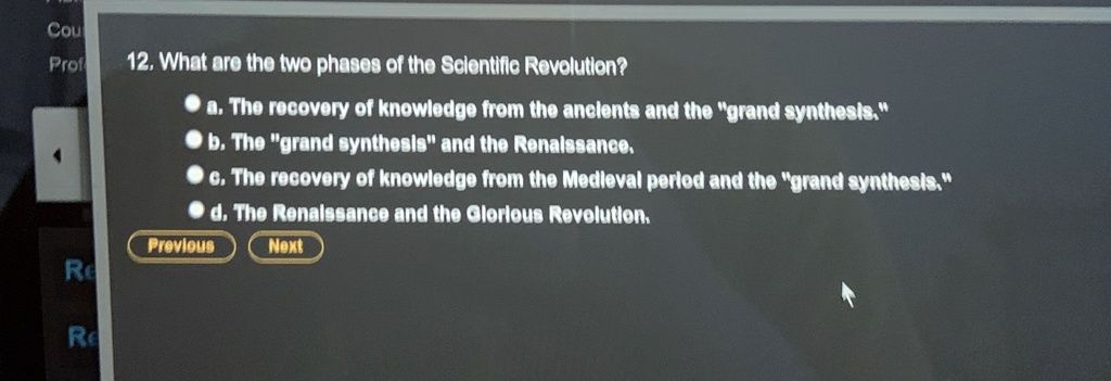 12 what are the two phases of the scientific revolution a the recovery ...