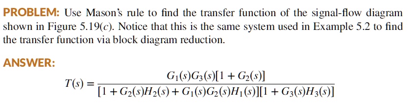 PROBLEM: Use Mason's rule to find the transfer function of the signal ...