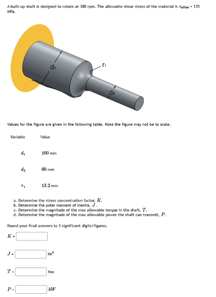 SOLVED: A built-up shaft is designed to rotate at 380rpm. The allowable ...