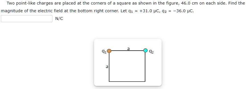 SOLVED: Texts: Two point-like charges are placed at the corners of a ...