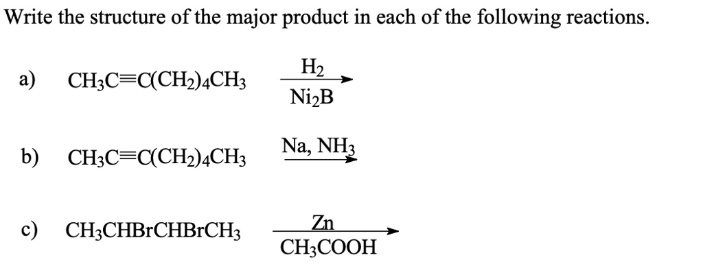 write the structure of the major product in each of the following ...