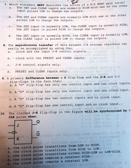 SOLVED: a. Input pulsed LOW to change the outputs. b. Input pulsed LOW to change the outputs. c ...