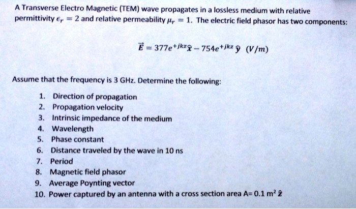 SOLVED: A Transverse Electromagnetic (TEM) wave propagates in a ...