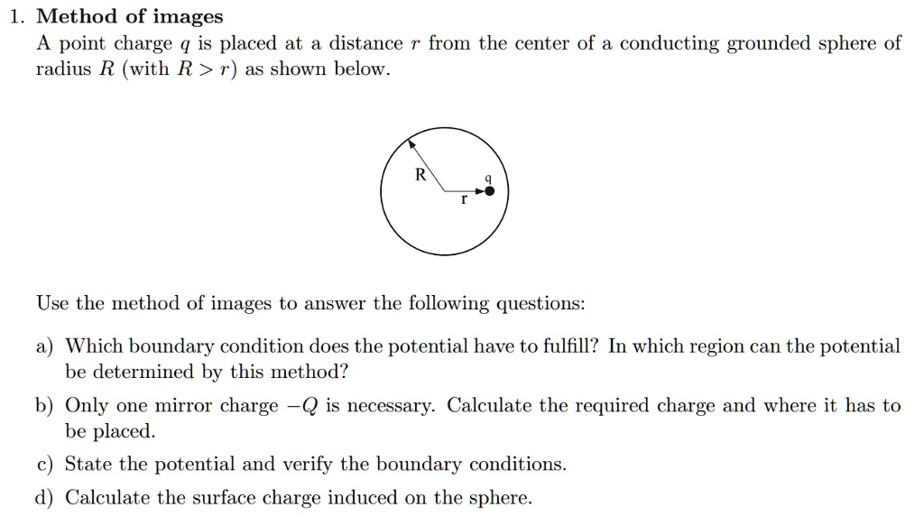 1. Method of images A point charge q is placed at a distance r from the ...