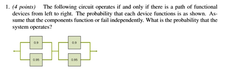 Solved 1 4 Points The Following Circuit Operates If And Only If There Is A Path Of 0398