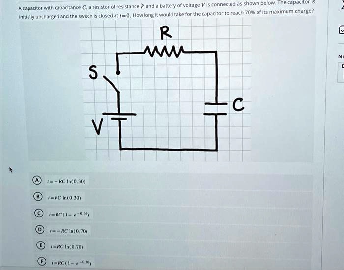 SOLVED: Texts: A capacitor with capacitance C, a resistor of resistance R, and a battery of ...
