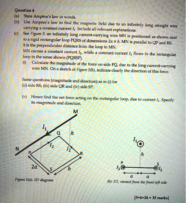 SOLVED: Question4 aState Ampere's law in words. Use Ampere's law to find the magnetic field due ...