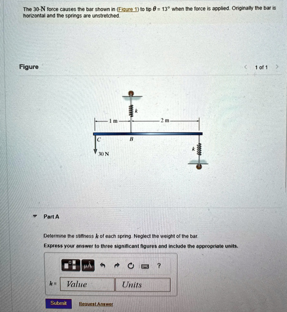 the 30 n force causes the bar shown in figure 1 to tip theta 13circ ...