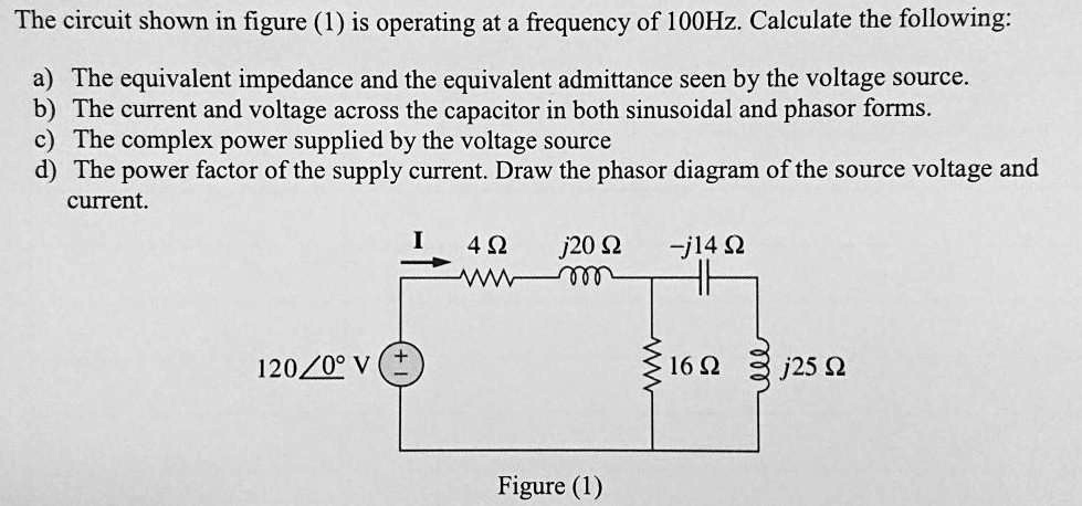 SOLVED: The circuit shown in Figure (1) is operating at a frequency of 100 Hz. Calculate the ...