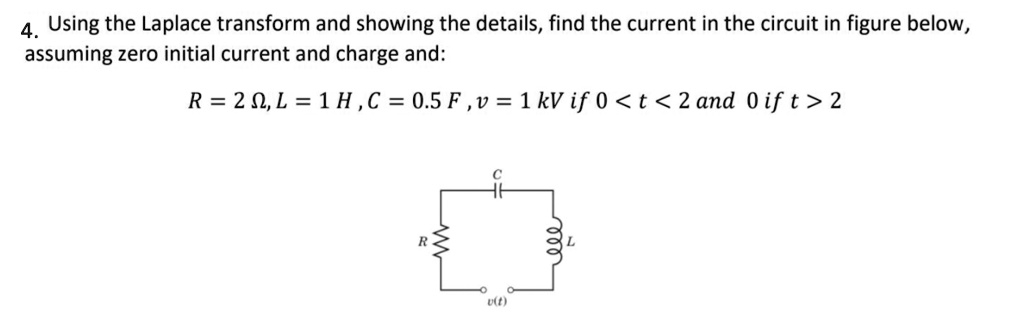 SOLVED: Using the Laplace transform and showing the details, find the current in the circuit in ...