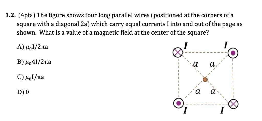 SOLVED: 1.2. (4pts) The figure shows four long parallel wires ...