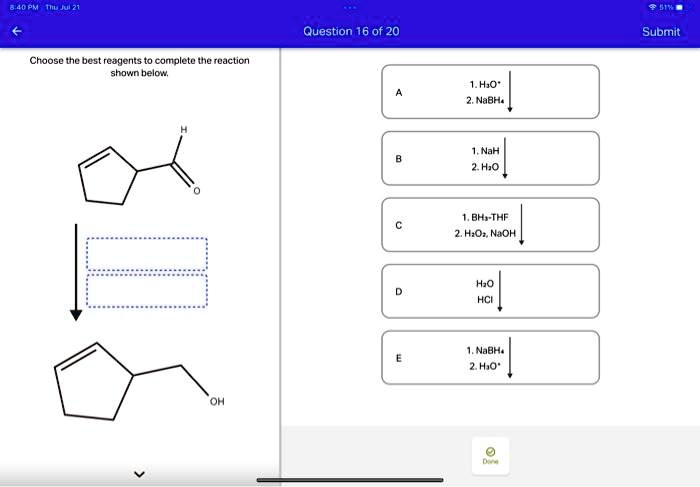 SOLVED: Choose the best reagents to complete the reactions shown below ... SOLVED: Choose the best reagents to complete the reactions shown below ...
