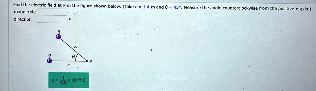 find the electric field at p in the figure shown below take r 14 m and ...