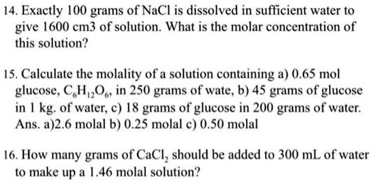 SOLVED: Texts: Kindly answer it correctly with its complete solution🙏 14. Exactly 100 grams of ...