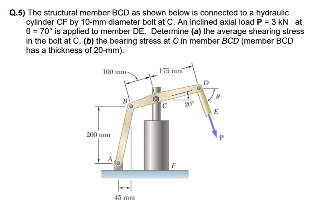 SOLVED: Q.5) The structural member BCD as shown below is connected to a ...