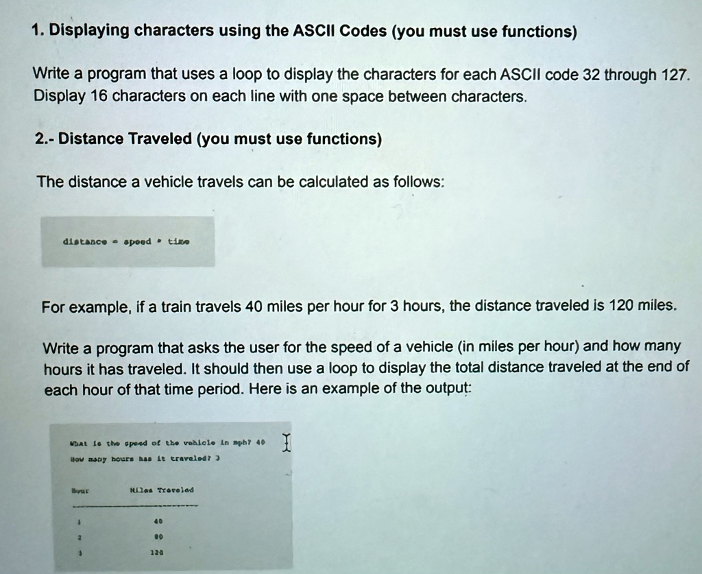 1 displaying characters using the ascii codes you must use functions write a program that uses a ...