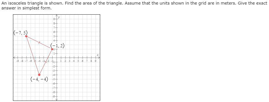 an isosceles triangle is shown find the area of the triangle assume ...