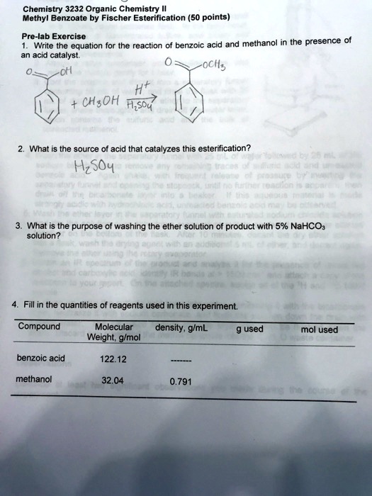 Chemistry 3232 Organic Chemistry II Methyl Benzoate by Fischer ...