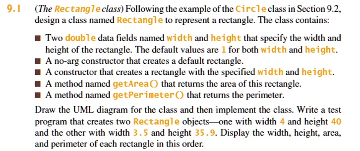 Solved The Rectangle Class Following The Example Of The Circle Class In Section 92 Design A