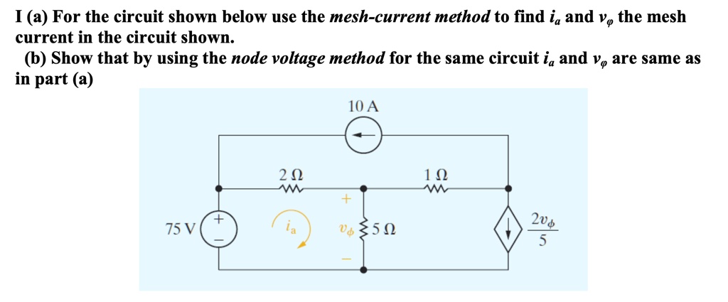 i a for the circuit shown below use the mesh current method to find ia and vo the mesh current ...