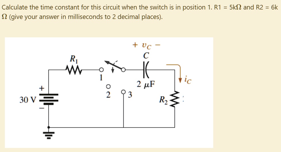 SOLVED: Calculate the time constant for this circuit when the switch is ...