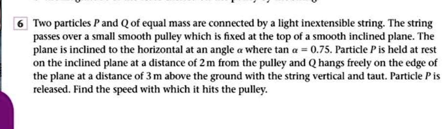 two particles p and q of equal mass are connected by a light inextensible string the string ...
