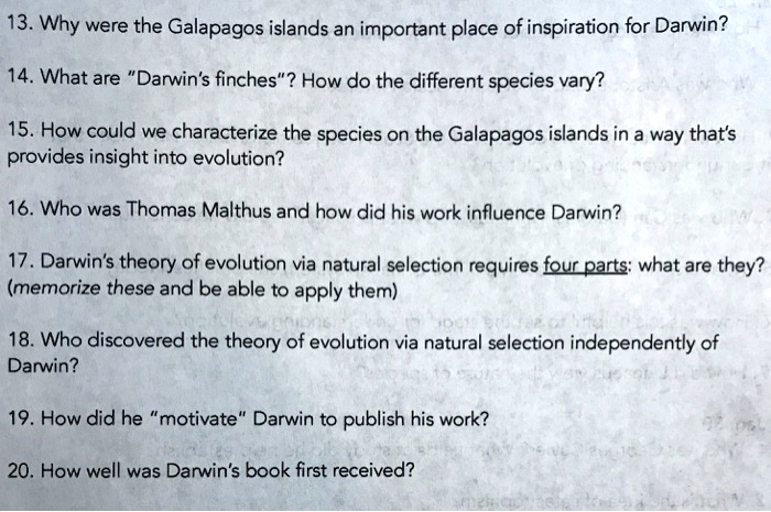 13. Why were the Galapagos islands an important place of inspiration ...