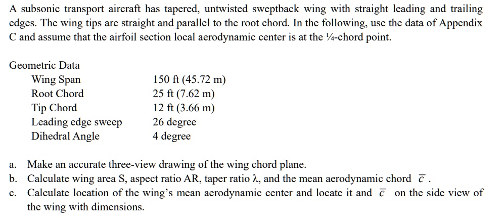 SOLVED: A subsonic transport aircraft has a tapered, untwisted ...