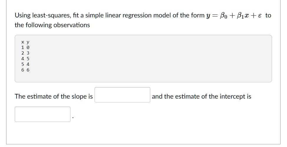 SOLVED: Using least-squares, fit a simple linear regression model of ...