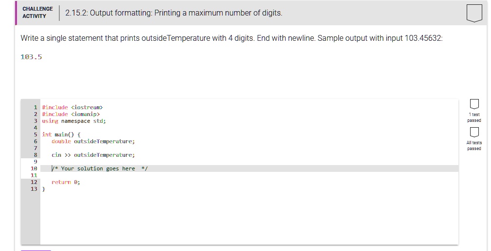 Solved Challenge Activity 2152 Output Formatting Printing A Maximum Number Of Digits Write