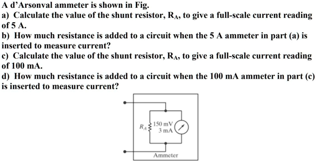 A d'Arsonval ammeter is shown in Fig. a) Calculate the value of the ...