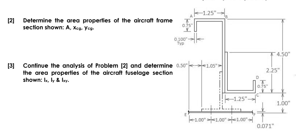 SOLVED: Determine the area properties of the aircraft frame section ...