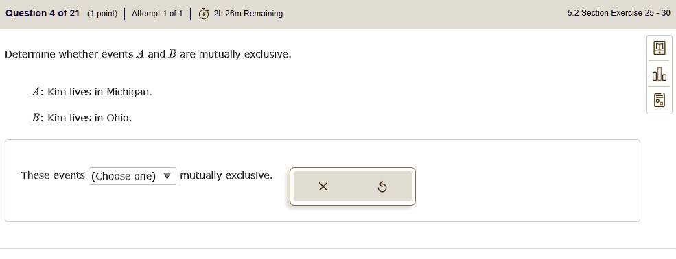 SOLVED: Question 4 of 21 point) Attempt Zh 26m Remaining 5.2 Section Exercise 25 Determine ...
