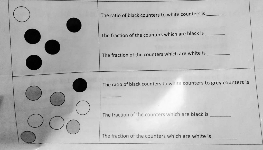 The ratio of black counters to white counters is The fraction of the ...