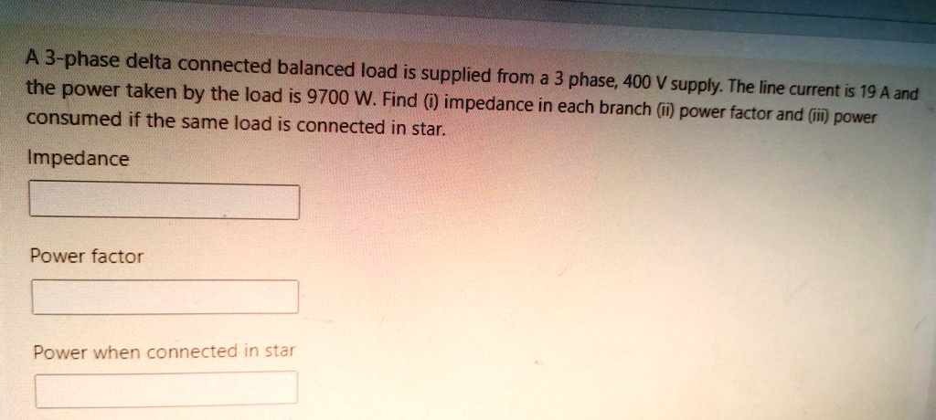 A 3-phase delta connected balanced load is supplied from a 3 phase, 400 V supply. The line ...